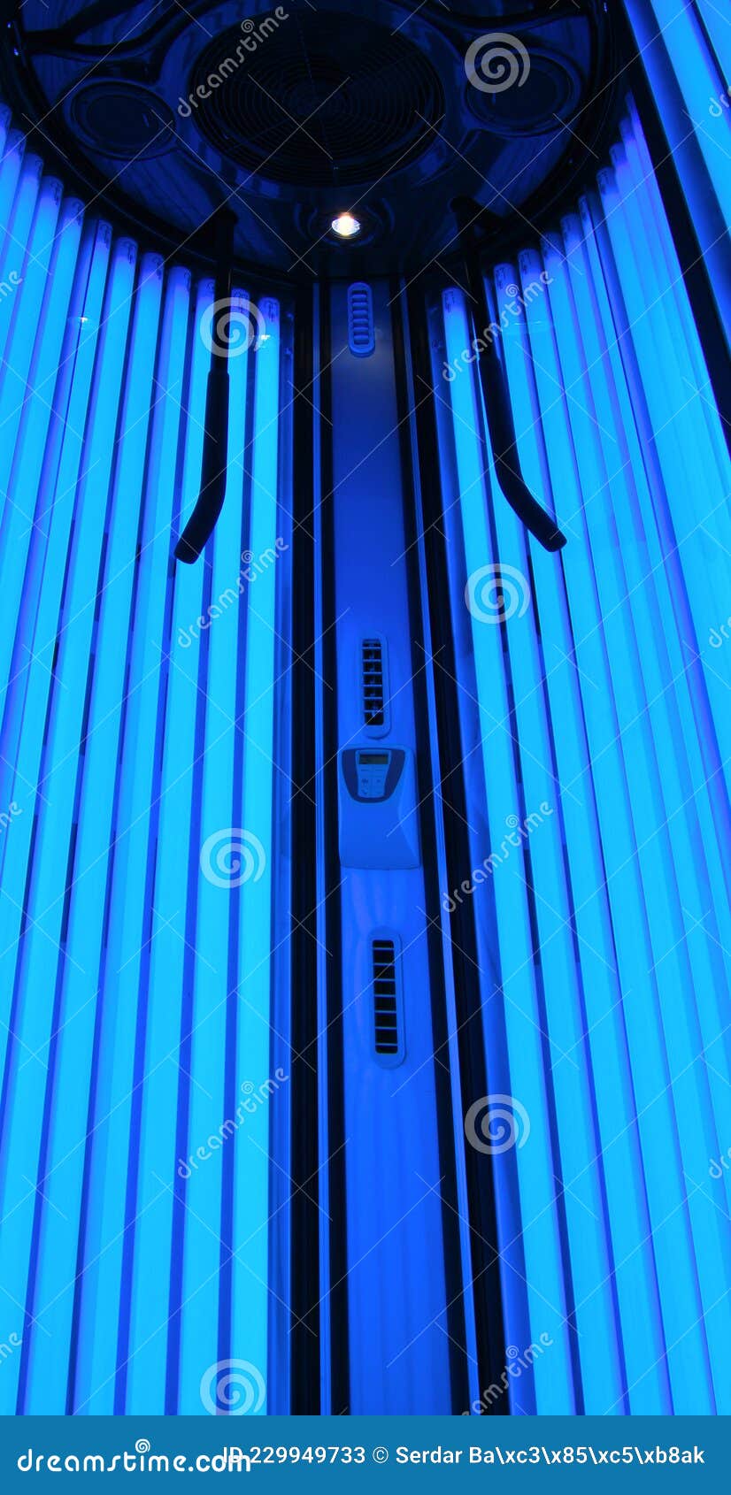 Vertical Empty Solarium Room with Blue Lighting Stock Image - Image of ...