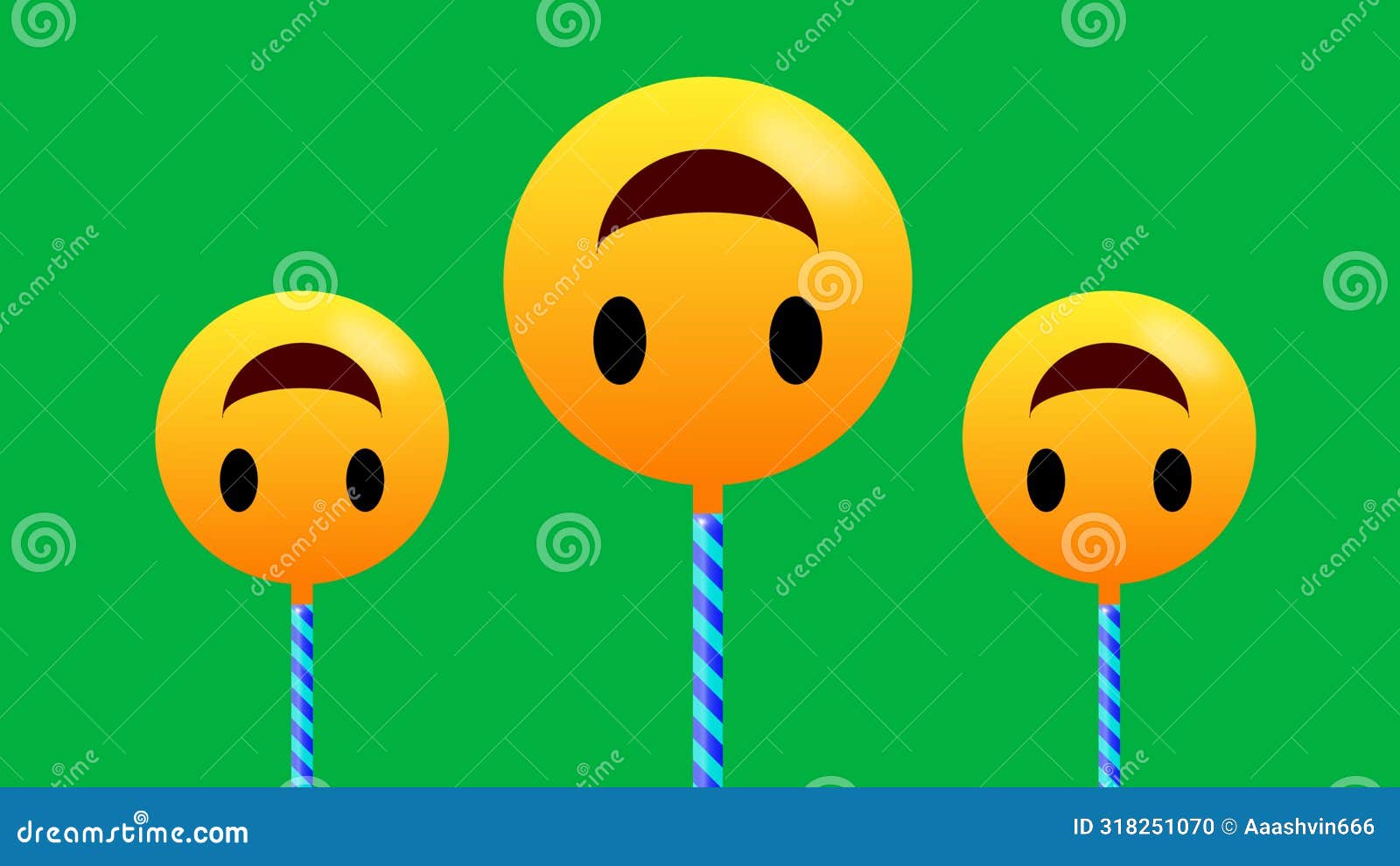 Vertical Face Emoji Stick Isolated on Green Background Stock ...