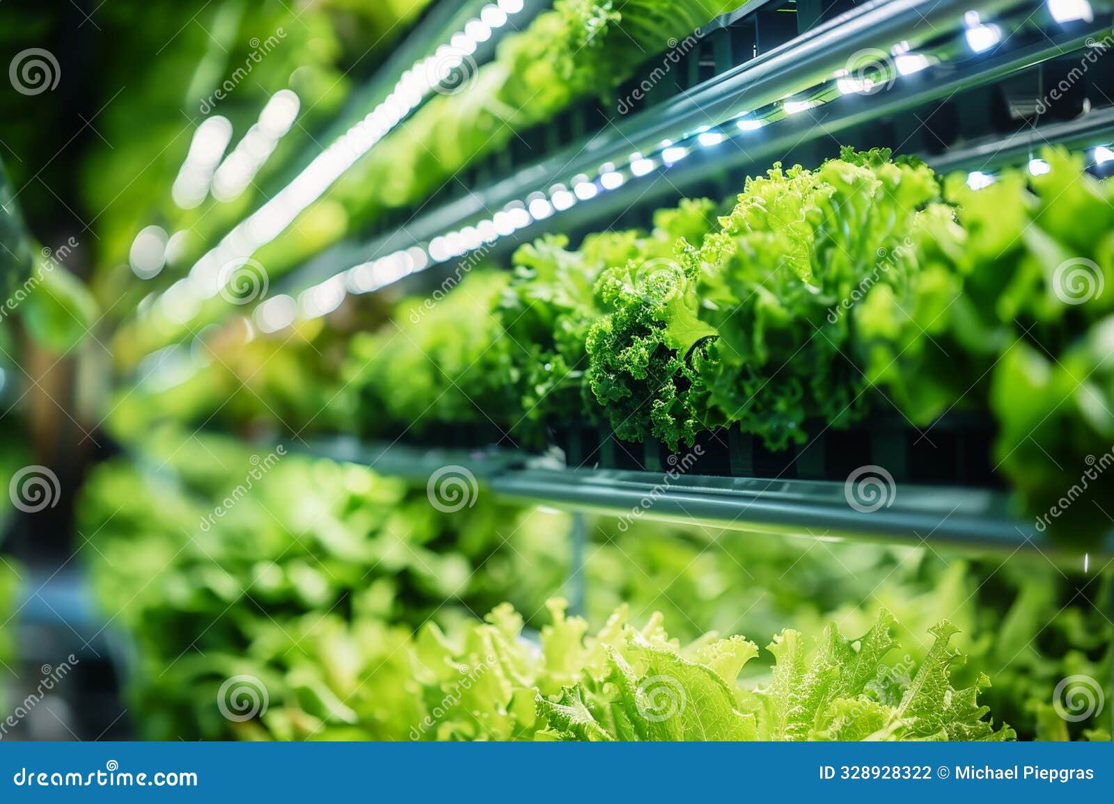 A Vertical Farm with Stacked Layers of Plants Growing Under LED Lights ...