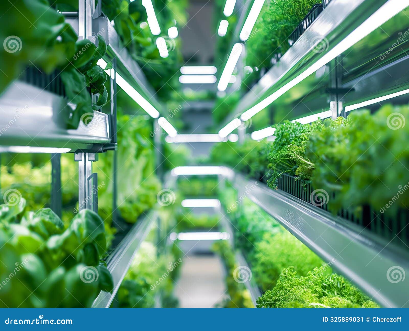 Vertical Farming with LED Lights Stock Image - Image of production ...