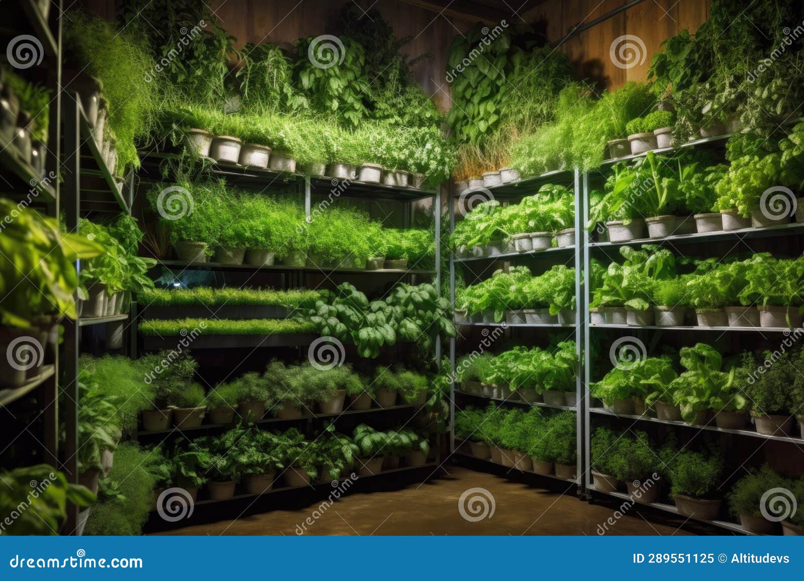 Vertical Farming: Stacked Shelves of Herbs in a Warehouse Stock ...