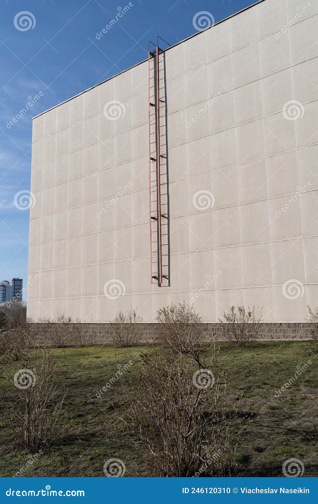Vertical Fire Escape on the Wall of the Building Stock Photo - Image of ...