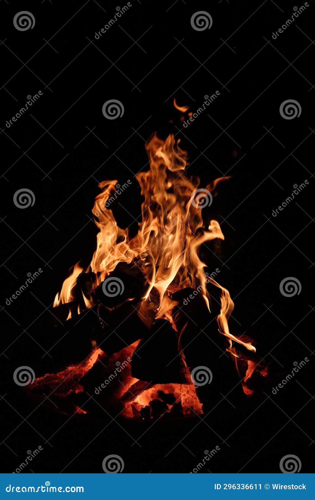 Vertical of Fire Flames in the Dark Stock Image - Image of glow ...