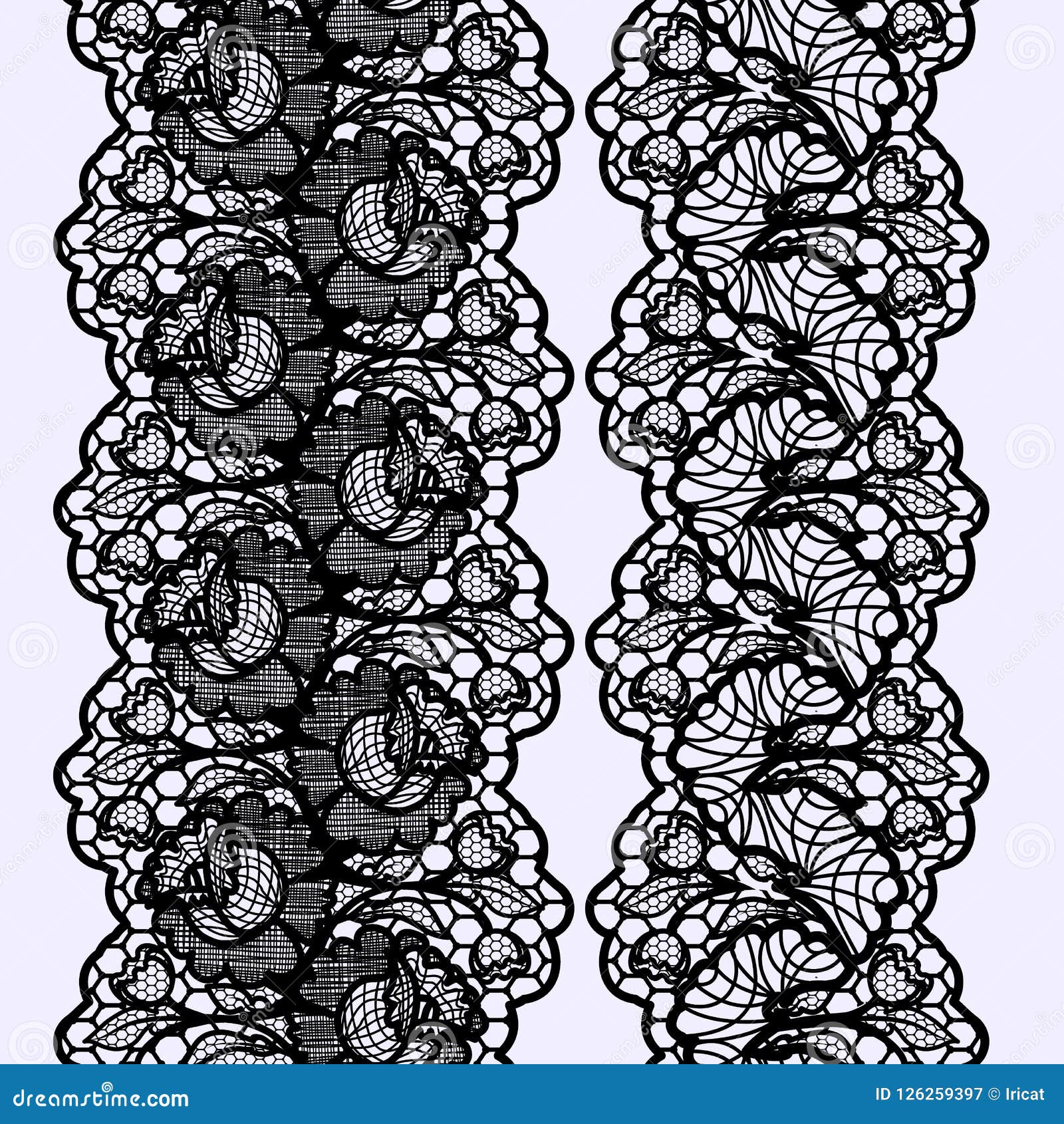 Vertical Floral Seamless Pattern. Set of Lace Borders Stock Vector ...