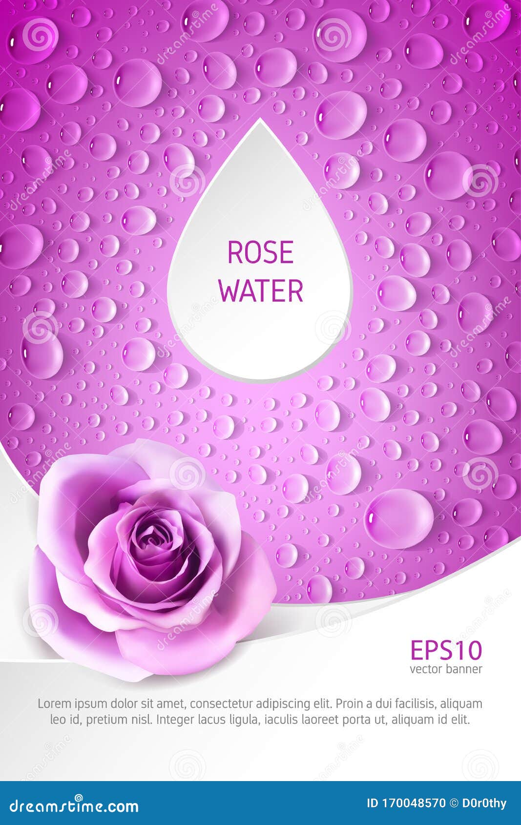 Vertical Flyer with Realistic Rose and Drops Stock Vector ...