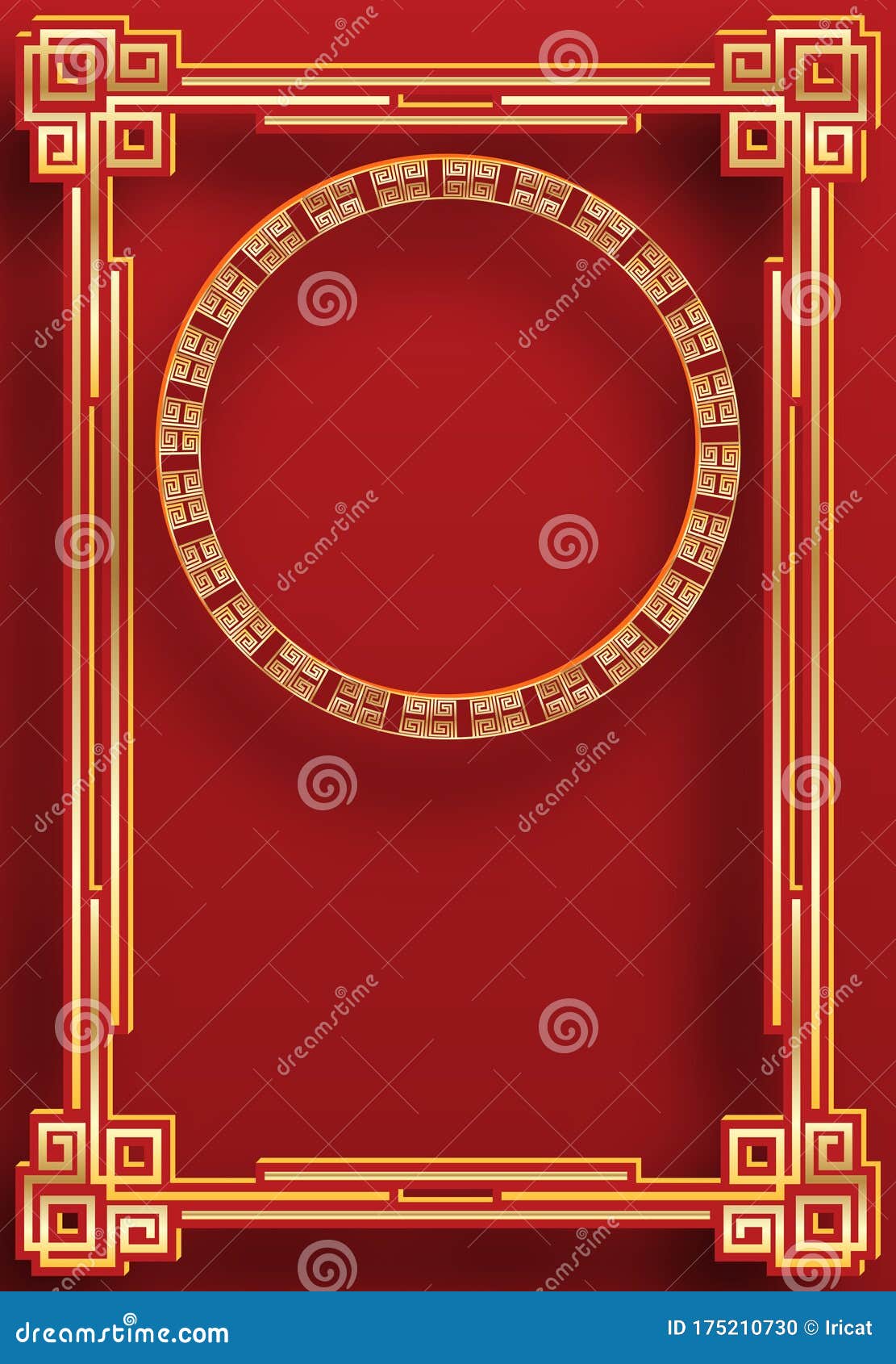 Vertical Flyer Template in Chinese Style. Golden Round and Rectangular ...