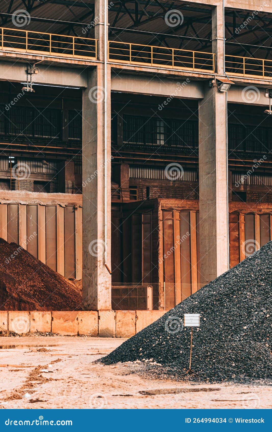 Vertical Footage of a Construction with a Pillars in the Middle and ...