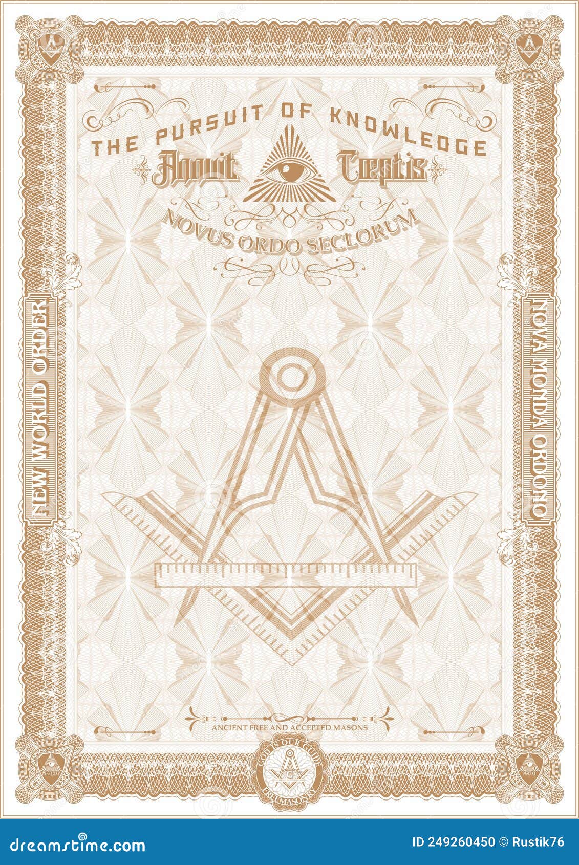 Vertical Form for Creating a Masonic Certificate Gold Stock ...