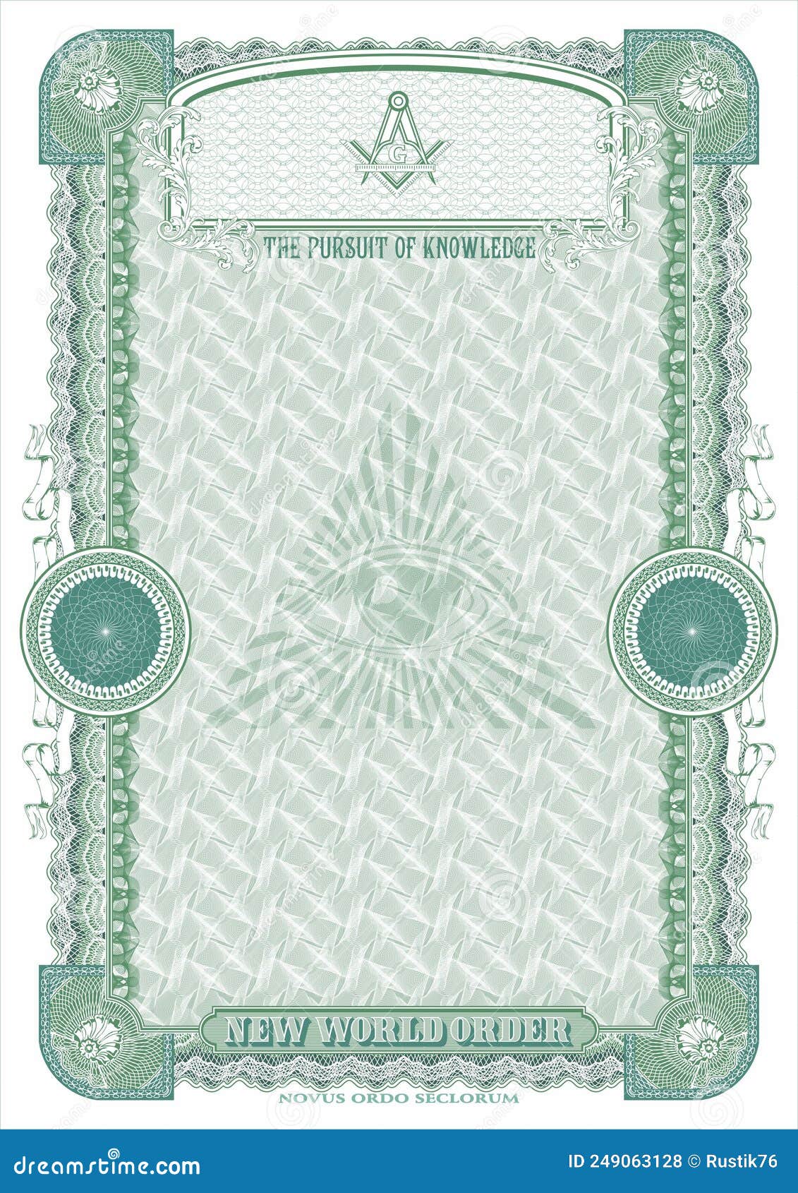 Vertical Form for Creating a Masonic Certificate Green Stock ...