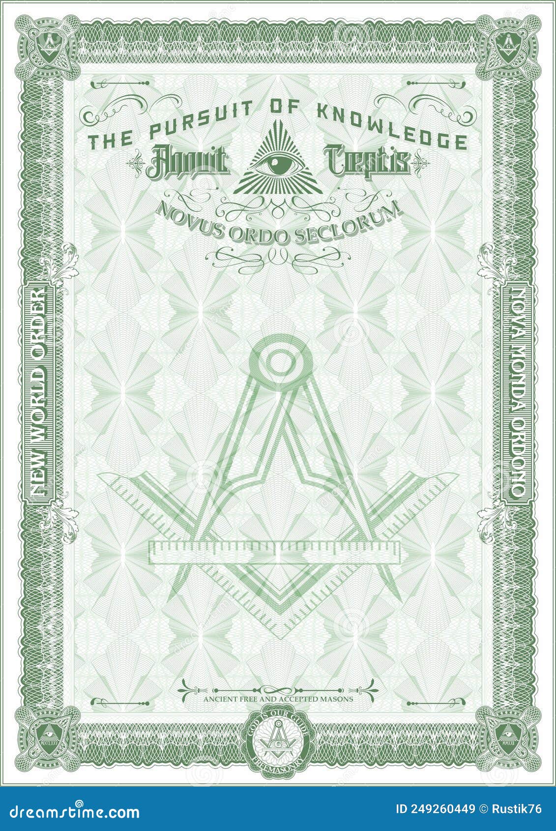 Vertical Form for Creating a Masonic Certificate Green Stock ...