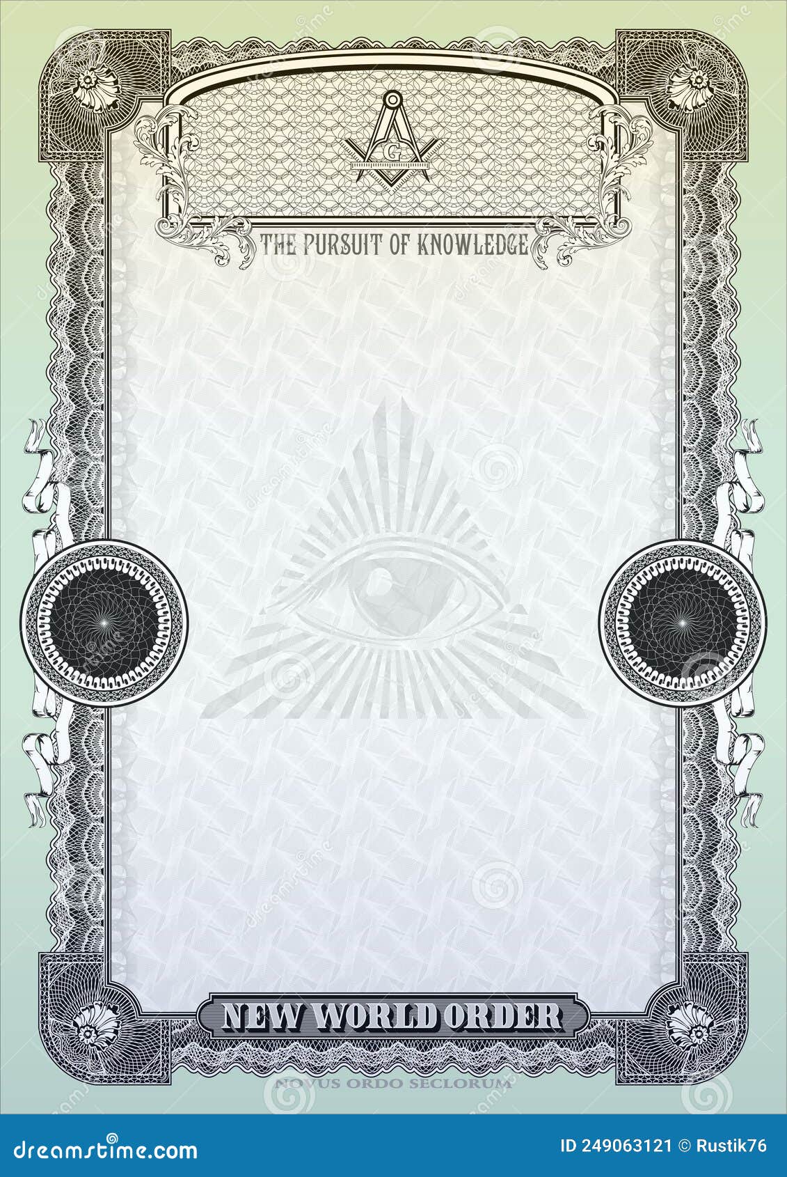 Vertical Form for Creating a Masonic Certificate Multicolor Stock ...
