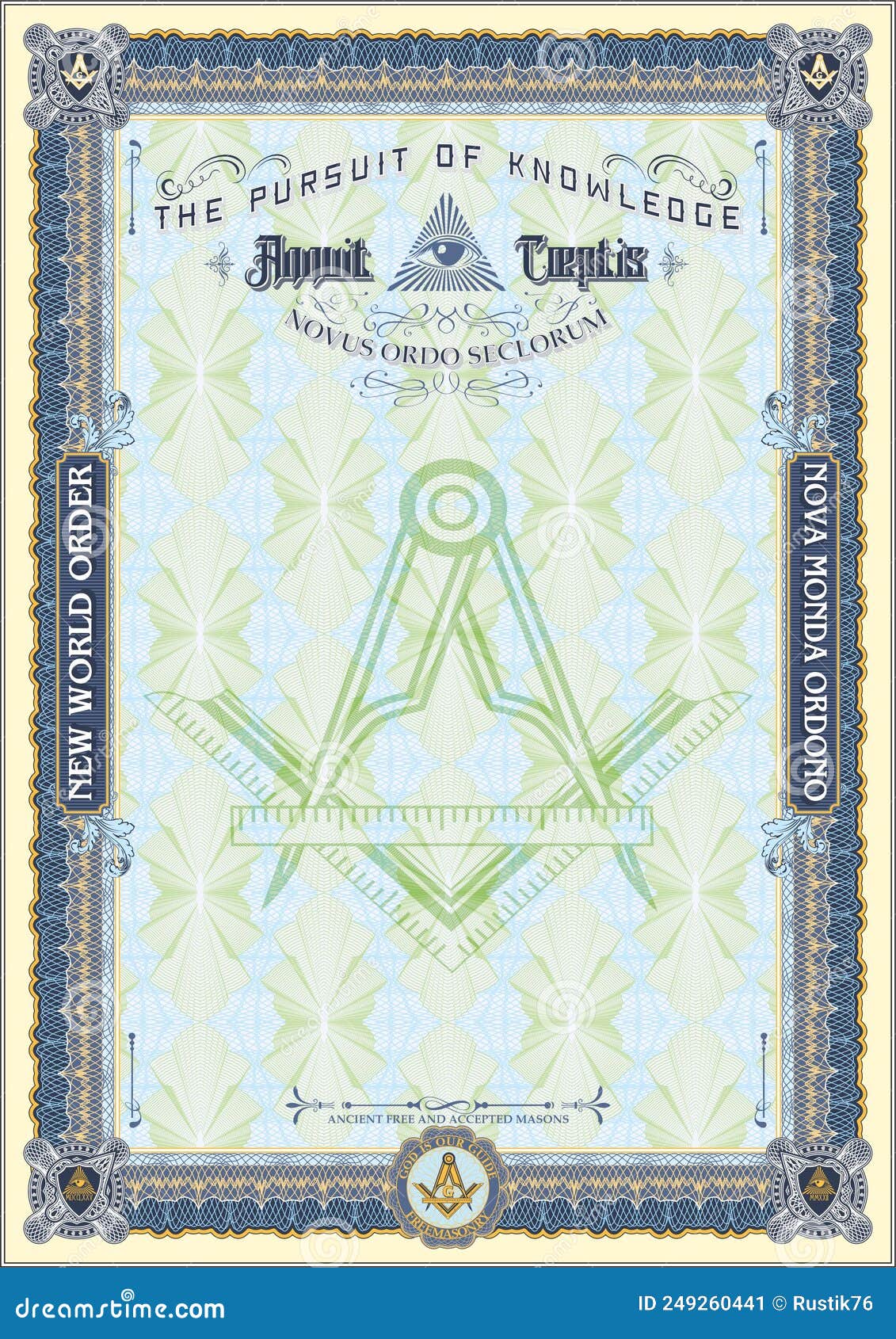 Vertical Form for Creating a Masonic Certificate Multicolor Stock ...