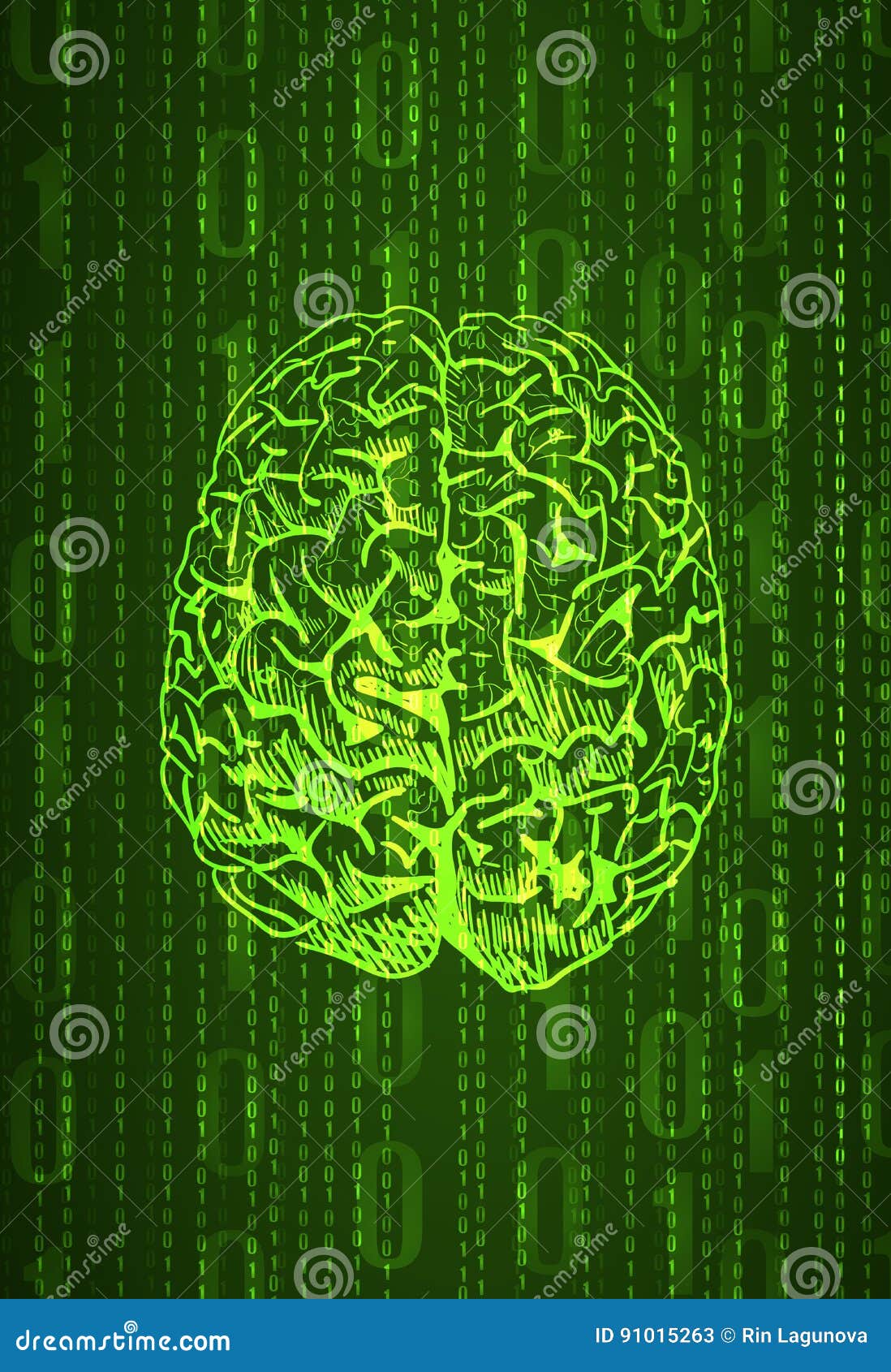 Vertical Format Background Numbers and Brain Sketch, Abstract VECTOR in ...