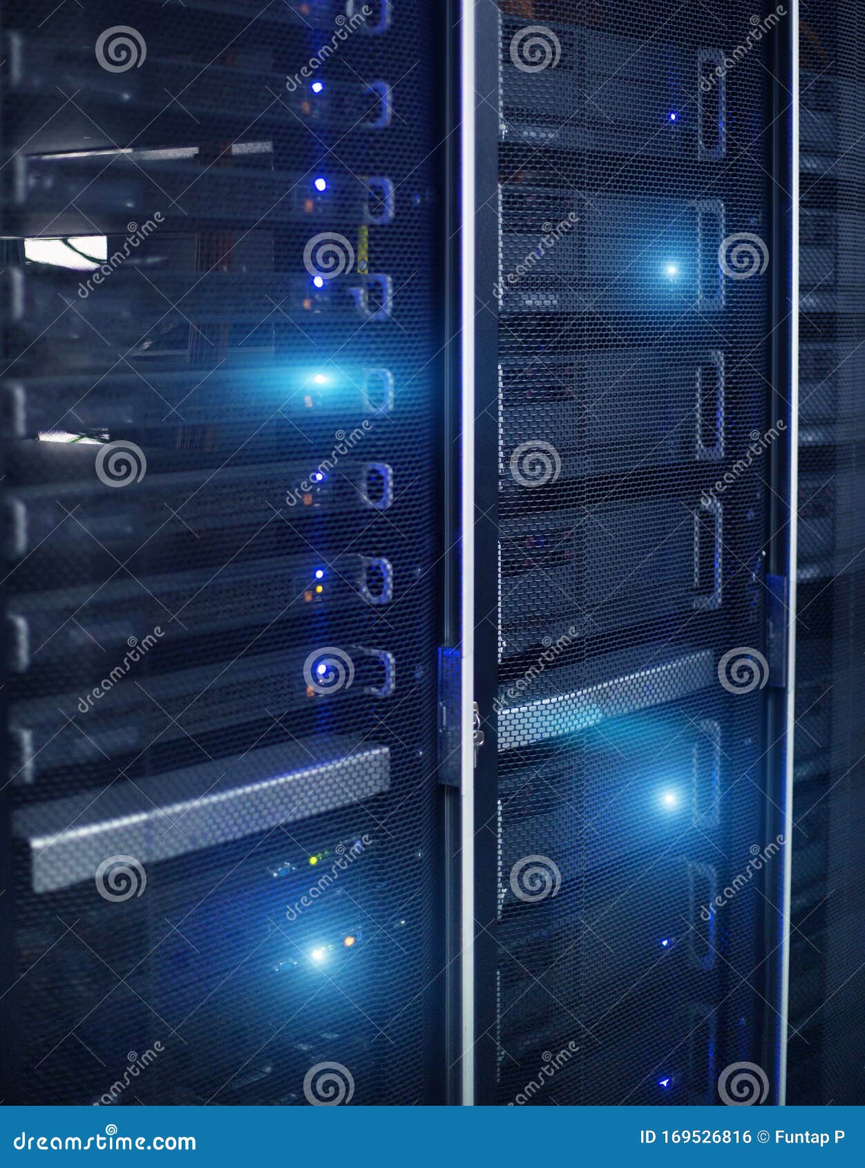 Vertical Format. Rows of Server Racks. Blue Technology Backfround Stock ...