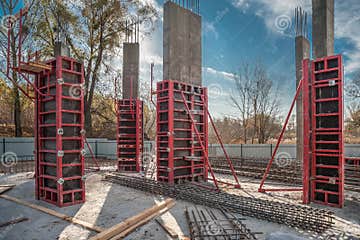 Vertical Formwork Panels on the Construction Stock Image - Image of ...