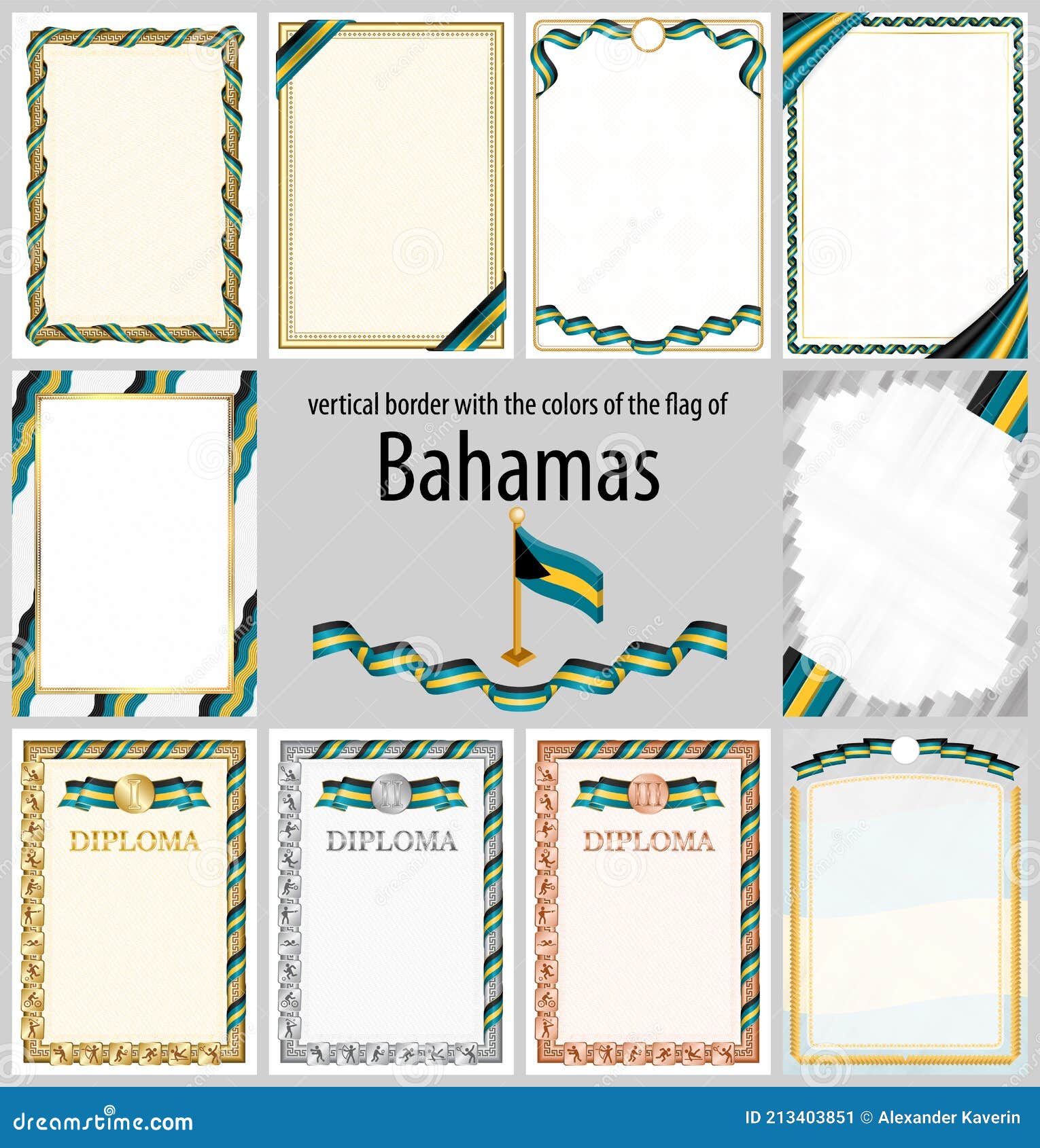 Vertical Frame and Border with Bahamas Flag Stock Vector - Illustration ...