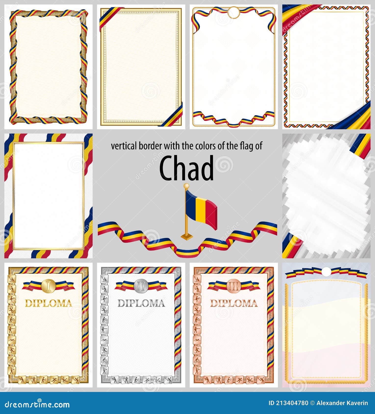 Vertical Frame and Border with Chad Flag Stock Vector - Illustration of ...