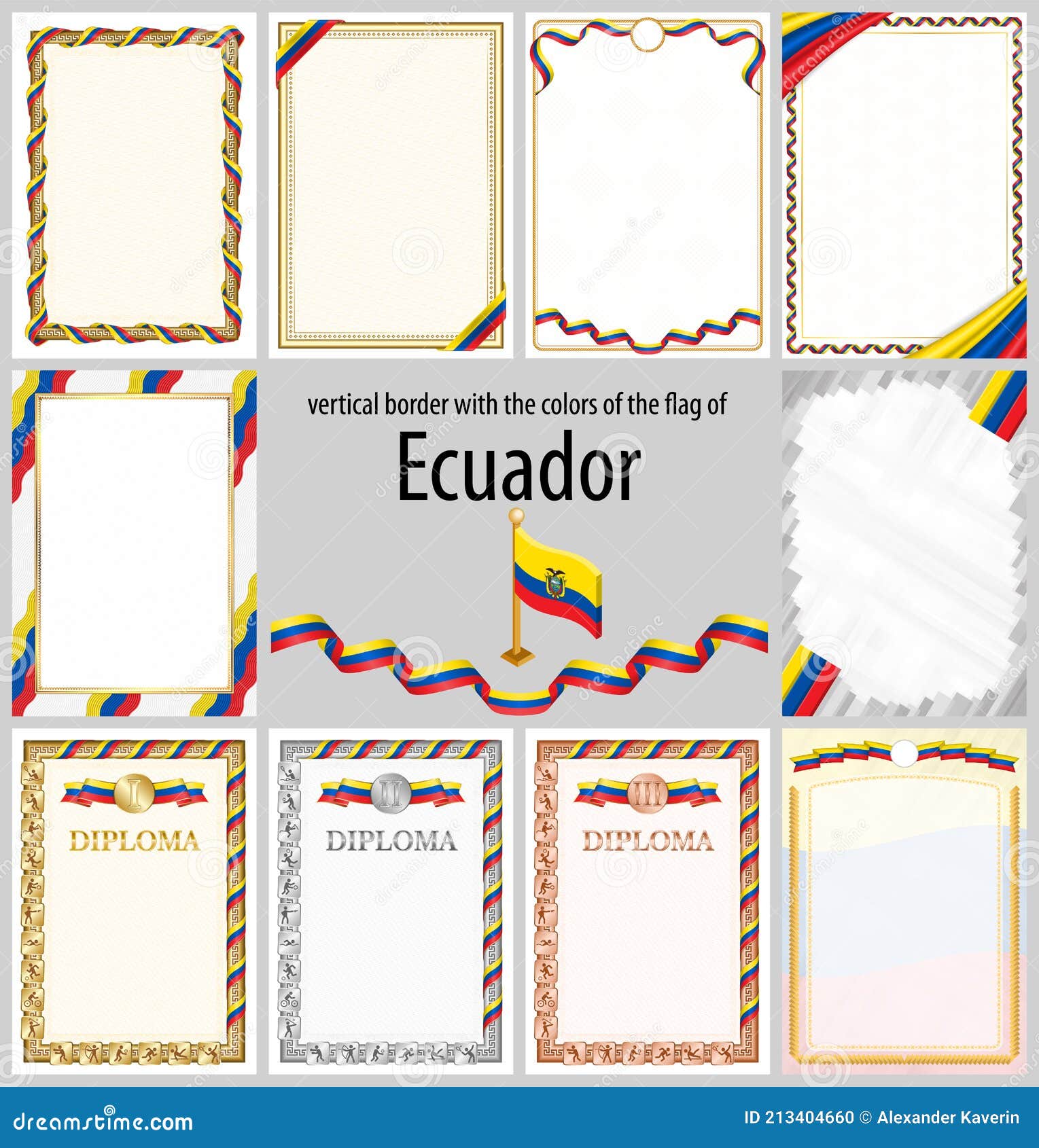 Vertical Frame and Border with Ecuador Flag Stock Vector - Illustration ...