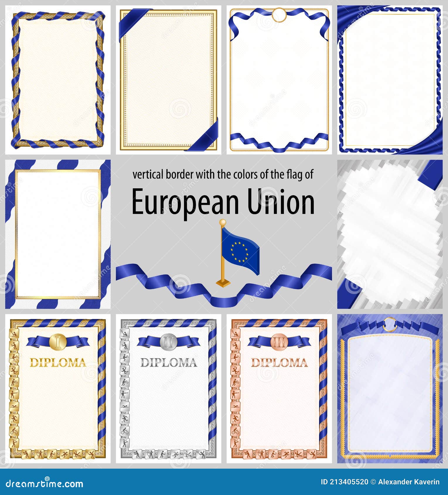 Vertical Frame and Border with European Union Flag Stock Vector ...
