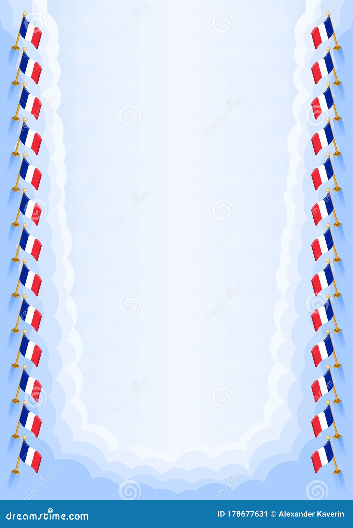 Vertical Frame and Border with France Flag Stock Vector - Illustration ...