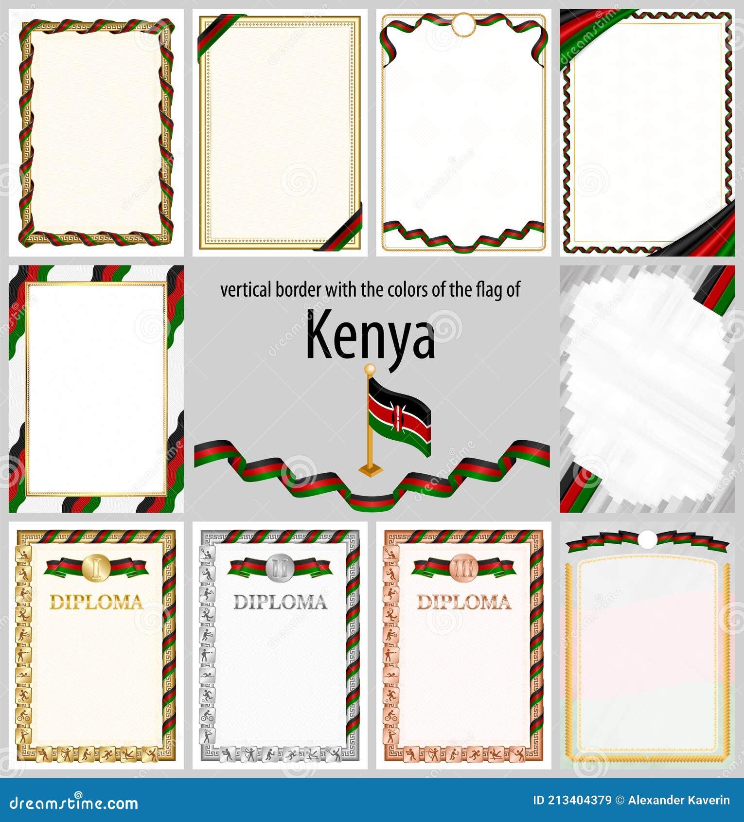 Vertical Frame and Border with Kenya Flag Stock Vector - Illustration ...