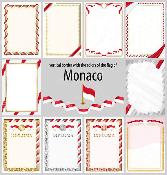 Vertical Frame and Border with Monaco Flag Stock Vector - Illustration ...