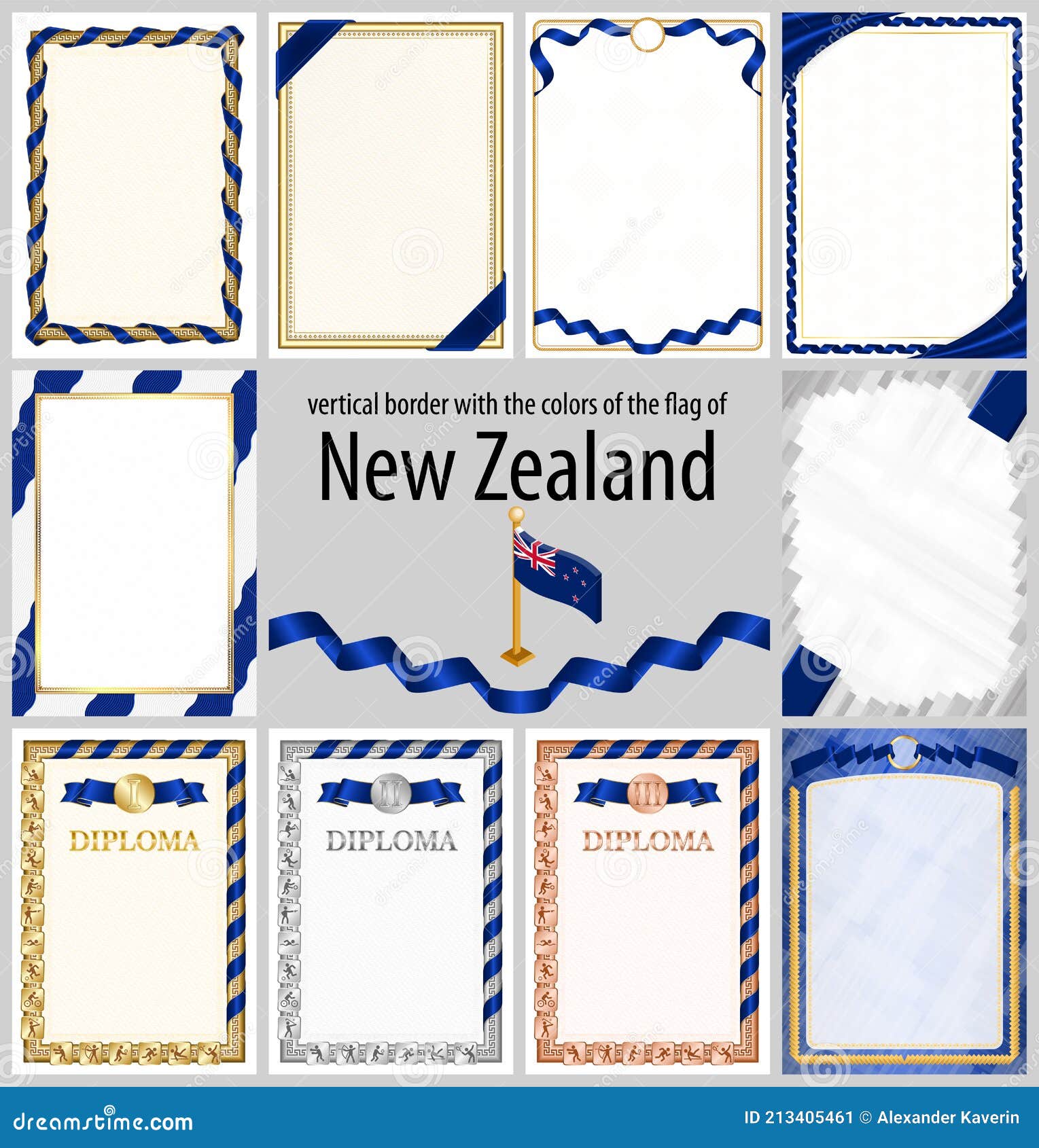 Vertical Frame And Border With New Zealand Flag Cartoon Vector ...