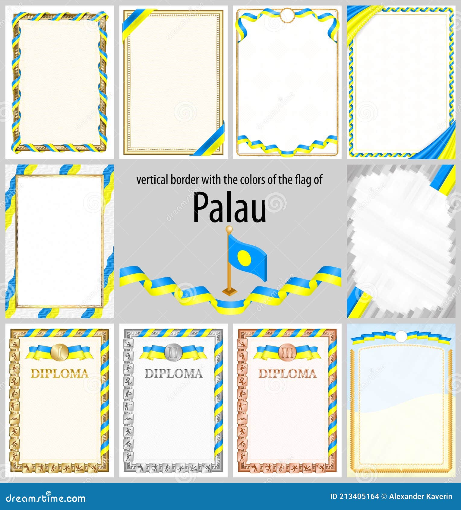 Vertical Frame and Border with Palau Flag Stock Vector - Illustration ...