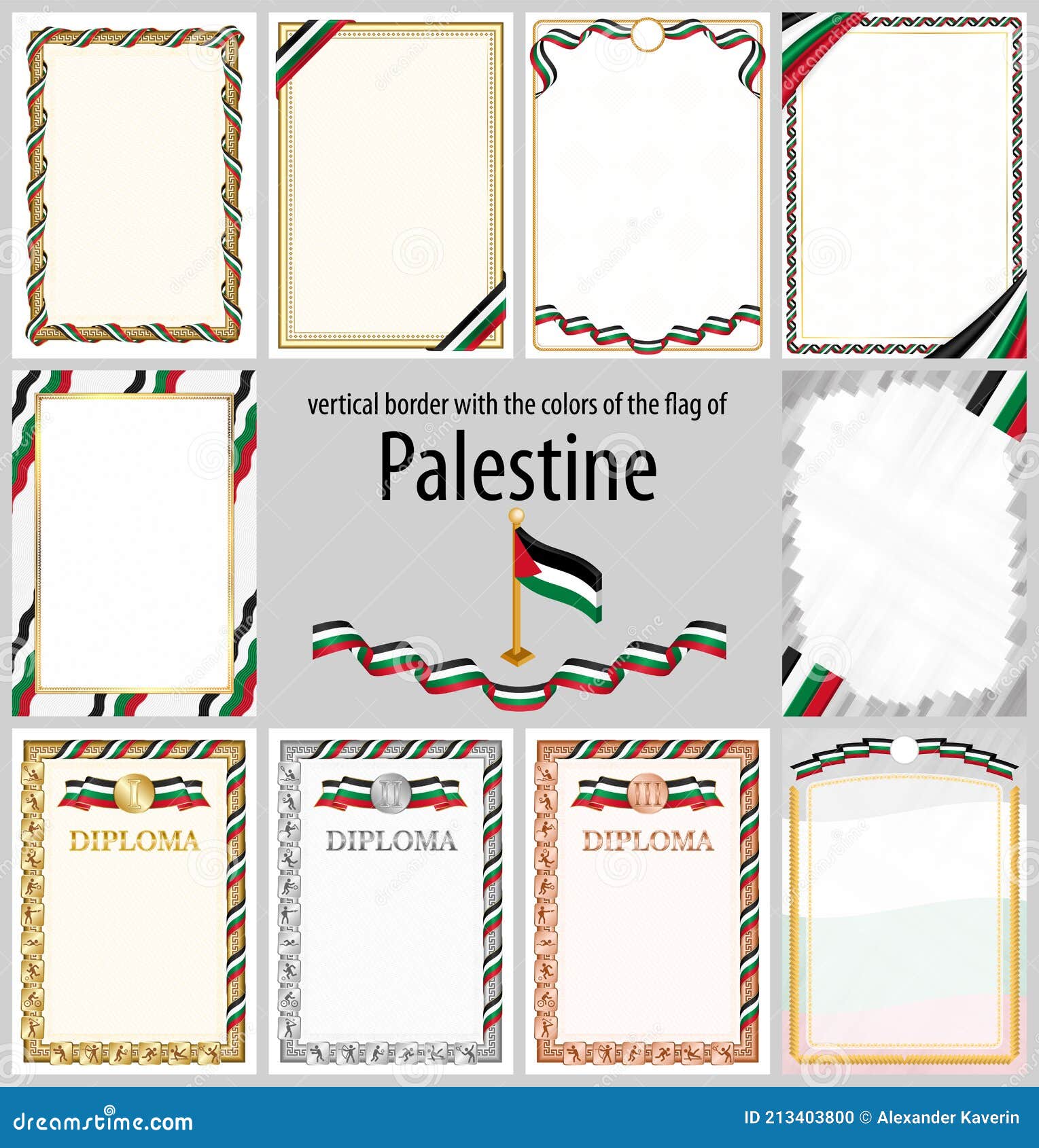 Vertical Frame and Border with Palestine Flag Stock Vector ...