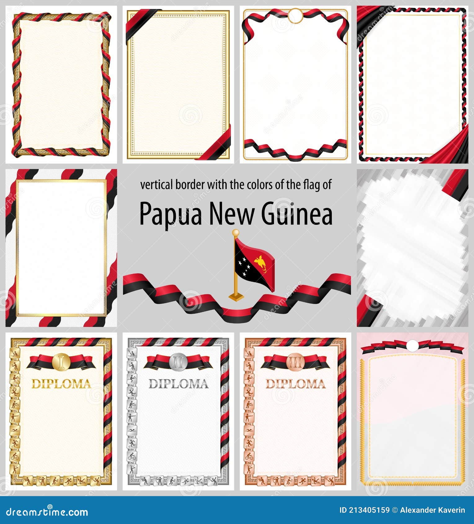 Vertical Frame and Border with Papua New Guinea Flag Stock Vector ...