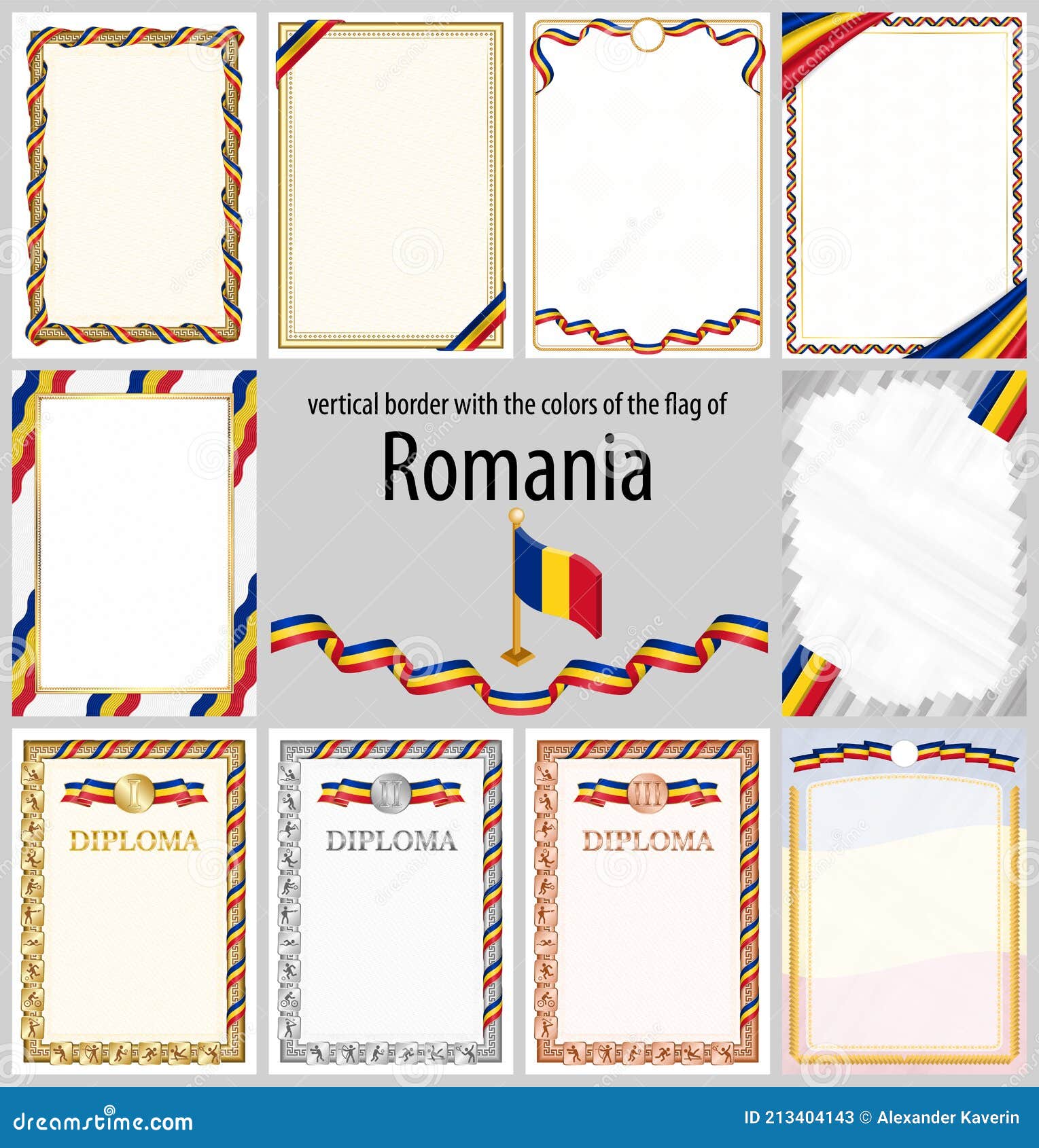 Vertical Frame and Border with Romania Flag Stock Vector - Illustration ...