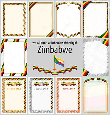 Vertical Frame and Border with Zimbabwe Flag Stock Vector ...