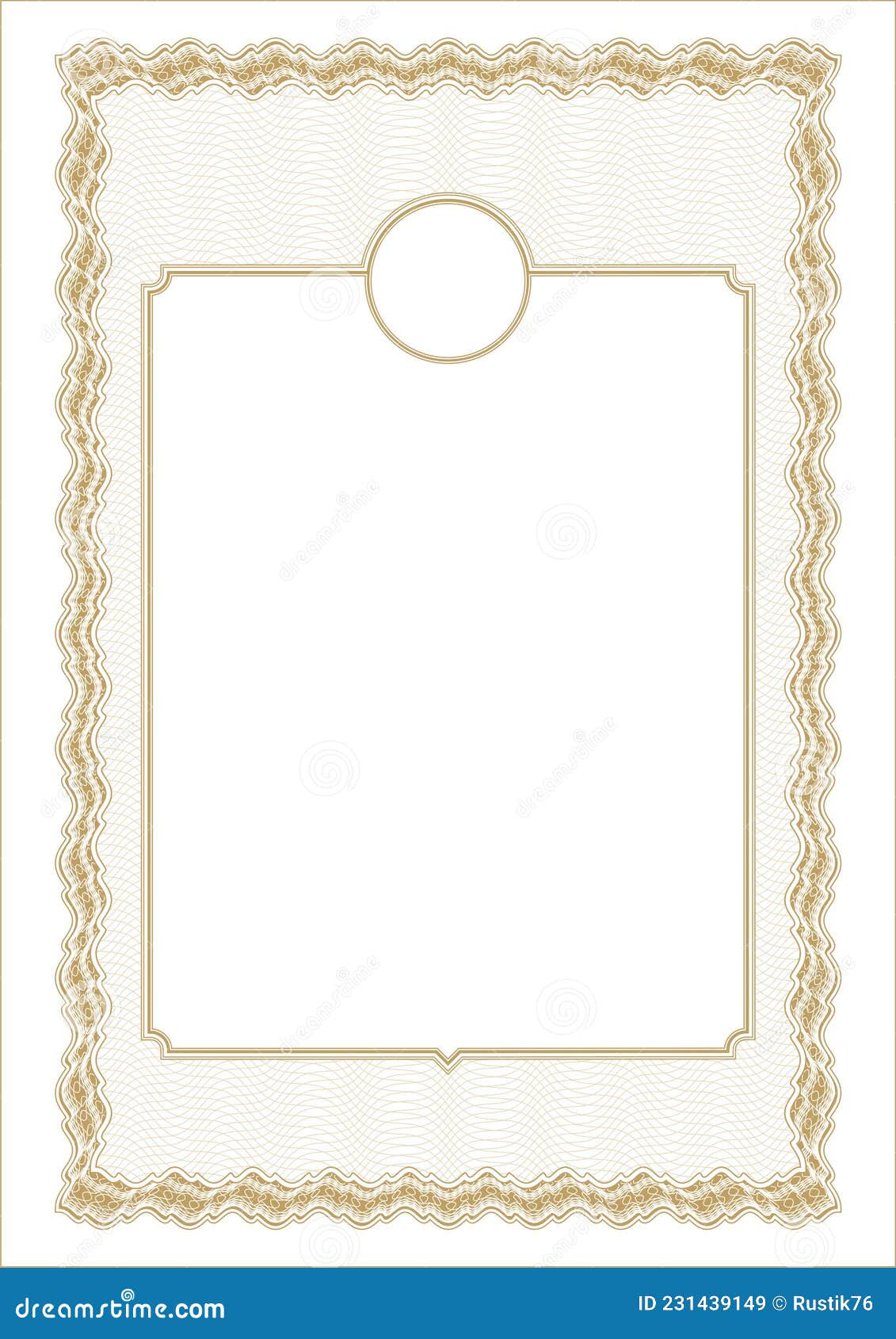 Vertical Frame for Certificate Gold Stock Illustration - Illustration ...