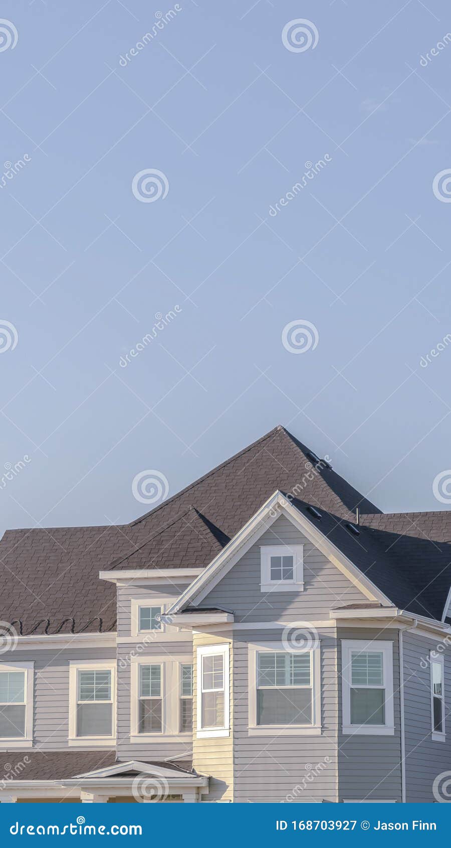 Vertical Frame Modern Upper Floor of a Grey Timber House Stock Image ...