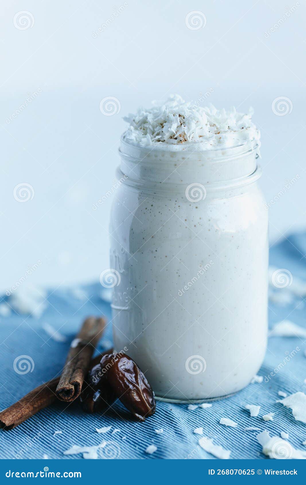 Vertical of the Fresh Coconut Milkshake Isolated on the Empty White ...