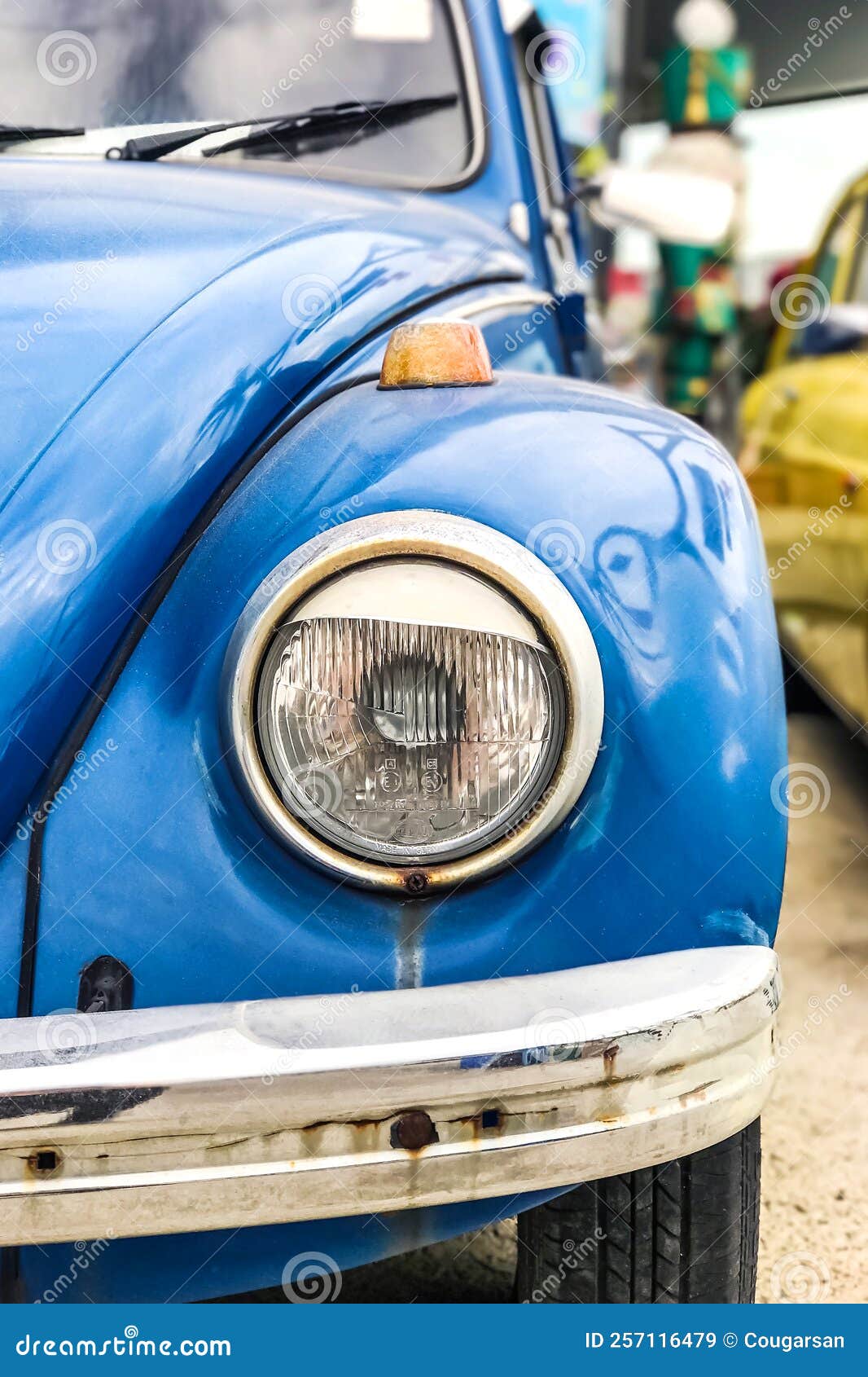 Vertical Front Close-up Blue Beetle Car Editorial Stock Image - Image ...