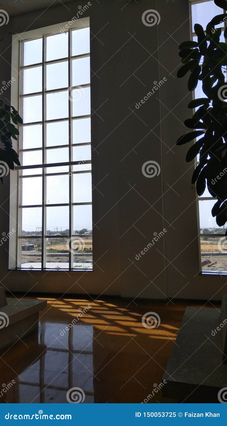 Vertical full glass window stock image. Image of high - 150053725