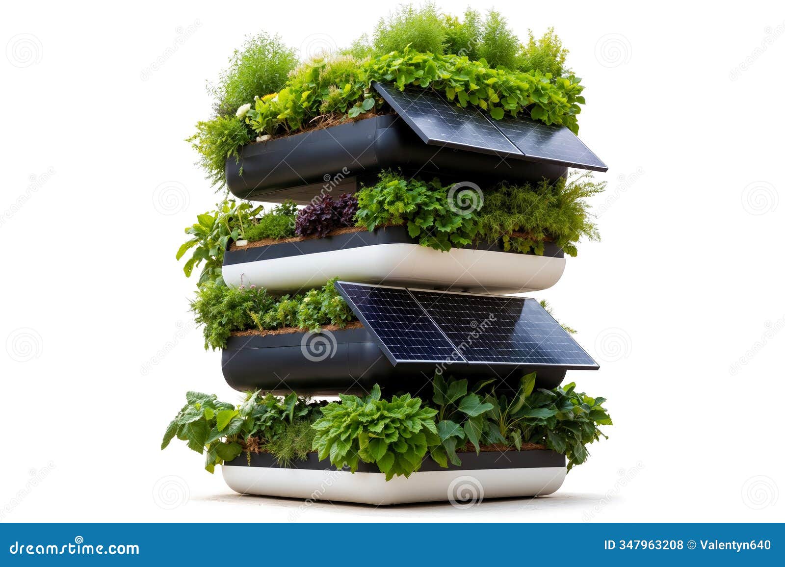 A Vertical Garden with Solar Panels on Top of it Stock Photo - Image of ...