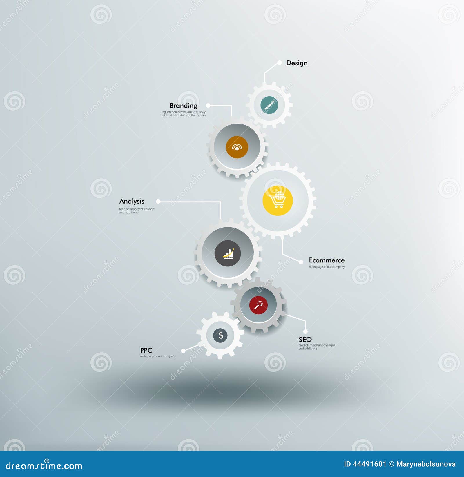 Vertical gears stock vector. Illustration of layout, shadow - 44491601