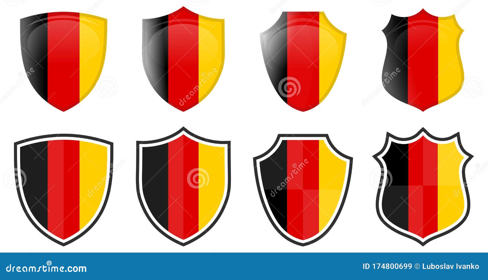 Vertical German Flag in Shield Shape, Four 3d and Simple Versions ...