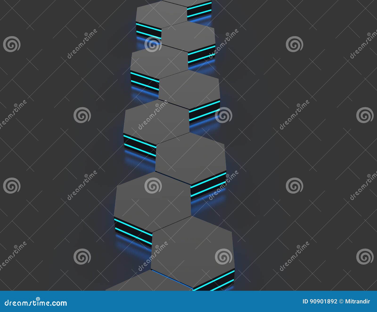 Vertical Glowing Abstract Hexagons Stock Illustration - Illustration of ...