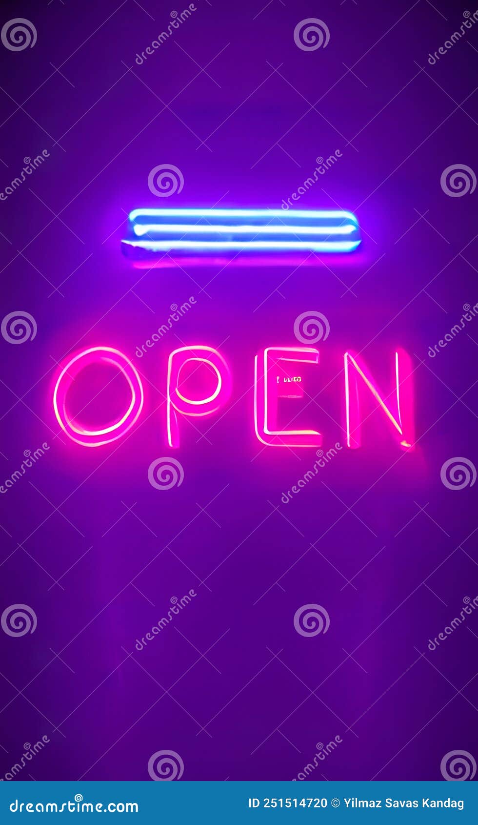Vertical Glowing Neon Open Sign Stock Photo - Image of business ...