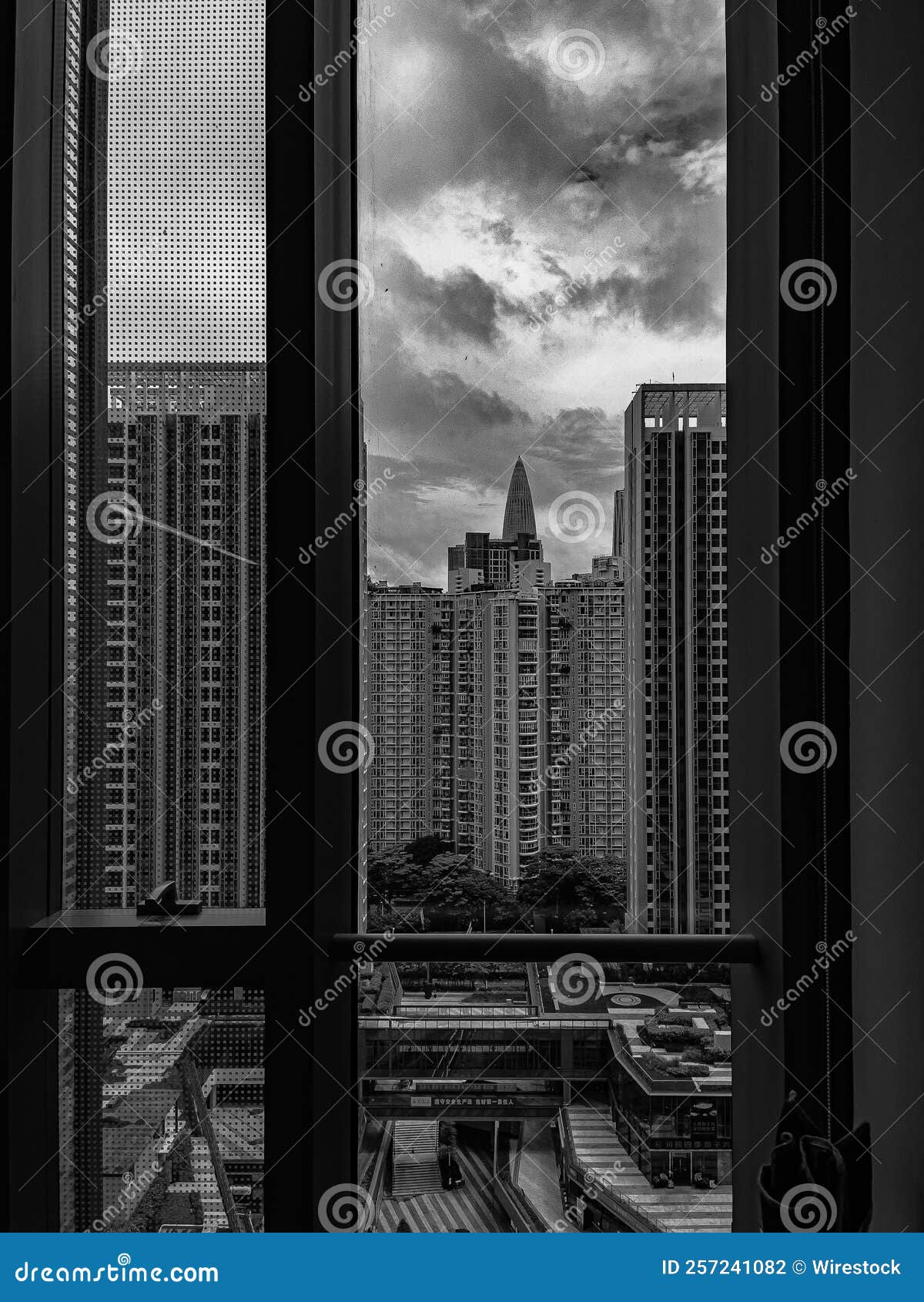 Vertical Grayscale of Modern Buildings in the City Shot through a ...