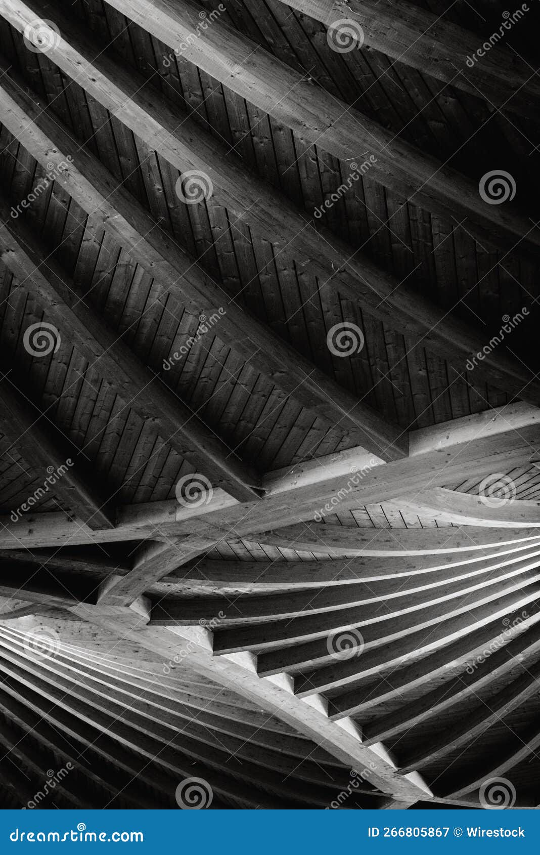 Vertical Grayscale Shot of Abstract Structure of a Ceiling. Stock ...