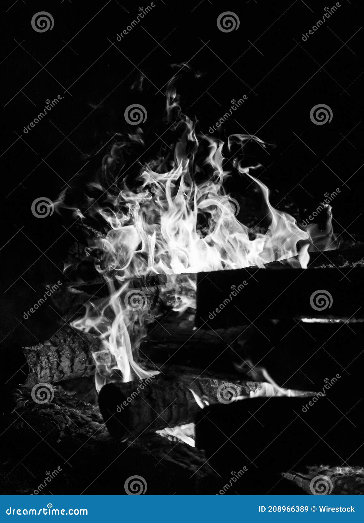 Vertical Grayscale Shot of Fire Stock Image - Image of indoor, modern ...