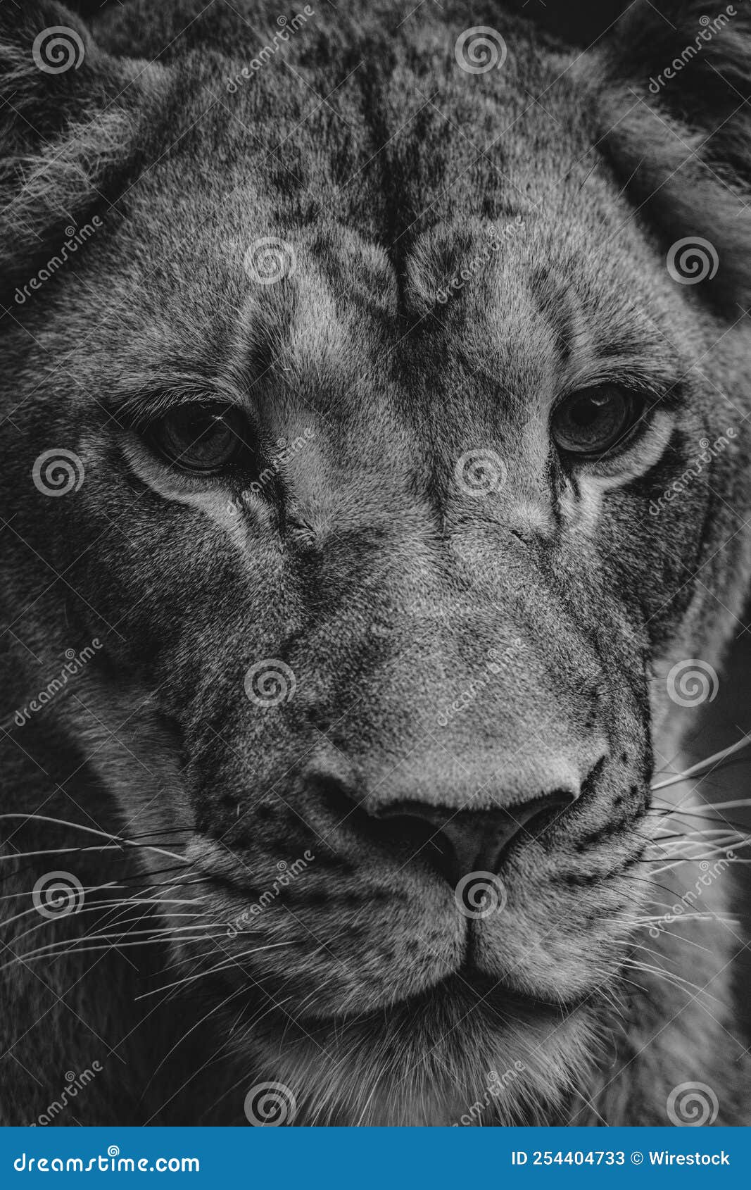 Vertical Grayscale Shot of a Lion Stock Image - Image of safari, life ...