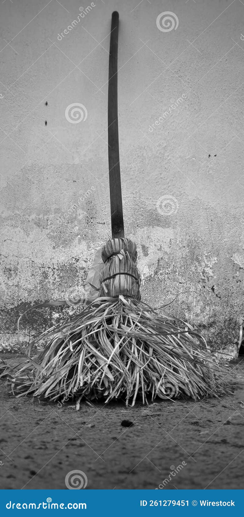 Vertical Grayscale Shot of a Rough Broom in the Corner Stock Image ...