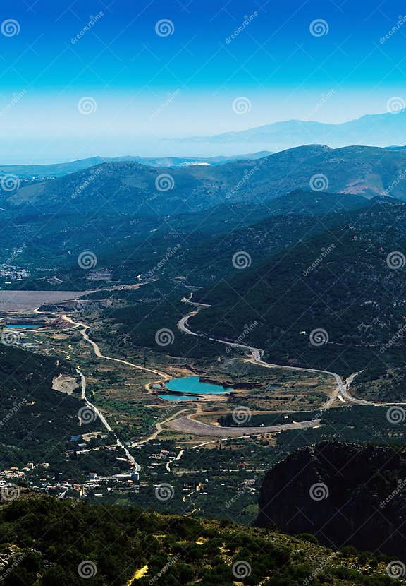 Vertical Greece Crete Dramatic Valley Landscape Background Backd Stock ...
