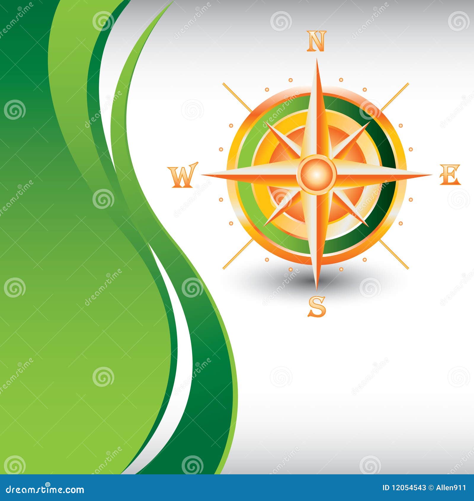 Vertical Green Wave Backdrop Compass Stock Vector - Illustration of ...