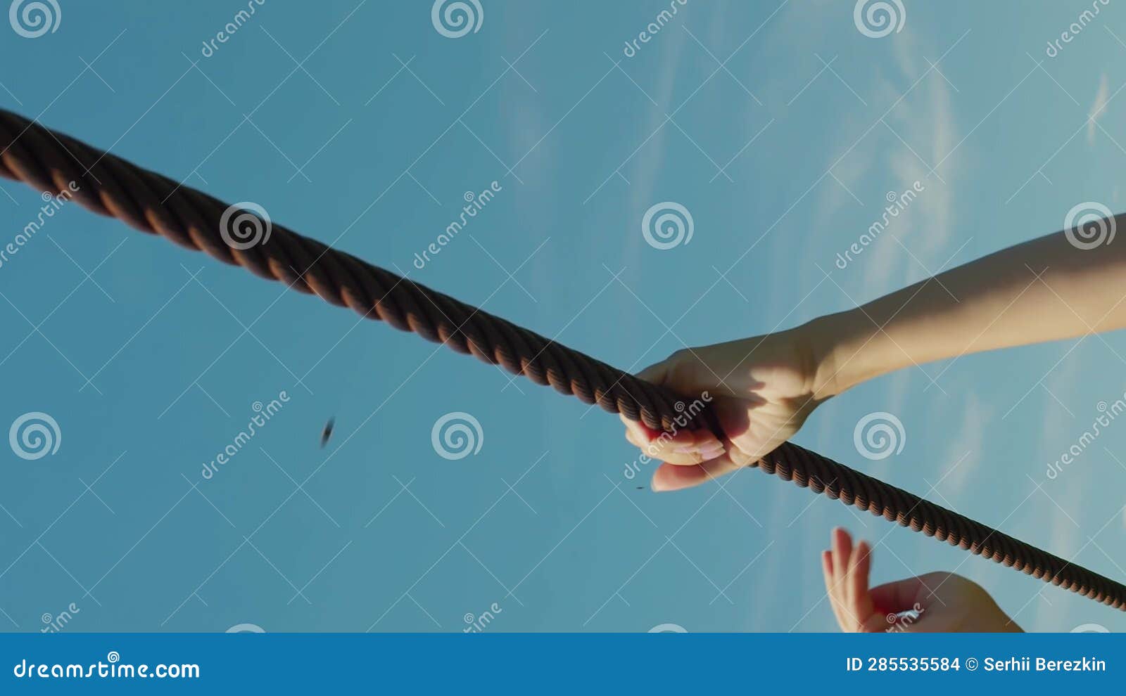 Vertical Hands Holding on To a Steel Cable Stock Footage - Video of ...